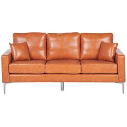 Beliani 3-SITZER-SOFA Kunstleder Braun Gavle