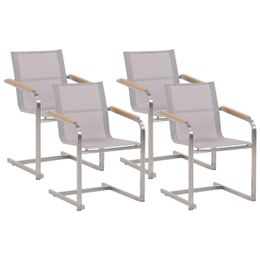 Beliani GARTENSTUHL 4er-Set Edelstahl beige Cosoleto