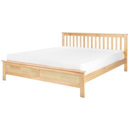 Beliani BETT mit Lattenrost 180x200 cm Heller Holzfarbton Mayenne