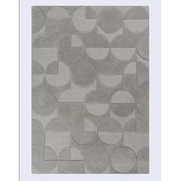 KADIMA DESIGN TEPPICH aus Wolle DEBEN in Grau, geometrisch, 120 x 170 cm