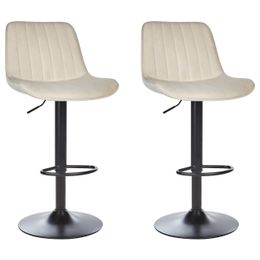 Beliani DREHHOCKER 2er-Set Samtstoff Helles Beige Dubrovnik