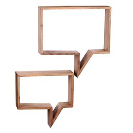 KADIMA DESIGN WANDREGAL Set NAKO Massivholz Zeitungsablage, Beige 50x13x49 cm