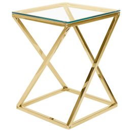 Beliani BEISTELLTISCH Glas Gold quadratisch 40/40 cm Beverly