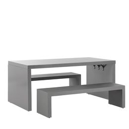 Beliani GARTENM&Ouml;BEL SET U-Form Beton grau Tisch mit 2 B&auml;nken Taranto