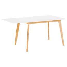 Beliani ESSTISCH 120-155/80/75 cm Wei&szlig;, Hellbraun Rechteckig Medio
