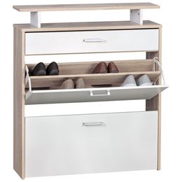 KADIMA DESIGN SCHUHKIPPER &ndash; Sonoma Eiche, 4 F&auml;cher, gro&szlig;z&uuml;gige Ablage, MDF-Holz