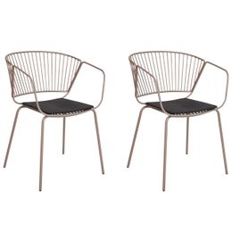 Beliani METALLSTUHL 2er-Set Beige Rigby