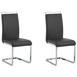 Beliani ESSZIMMERSTUHL 2er-Set Kunstleder Schwarz Greedin