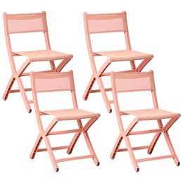 Beliani GARTENSTUHL 4er-Set Korallenrot Talca