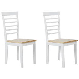 Beliani ESSZIMMERSTUHL 2er-Set Gummibaumholz Heller Holzfarbton Battersby