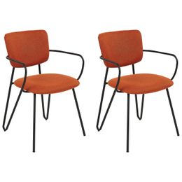 Beliani ESSZIMMERSTUHL 2er-Set Polsterbezug Orange Elko