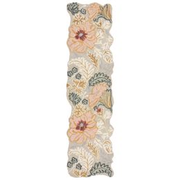 KADIMA DESIGN WOLLTEPPICH CHAR, floral, Hellrosa, 60 x 230 cm
