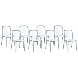 Beliani GARTENSTUHL 8er-Set Kunststoff wei&szlig;/grau Spezia