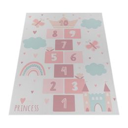 KADIMA DESIGN KINDERTEPPICH Waschbar, mit Prinzessinnen-Motiv, Creme, 140 x 200 cm