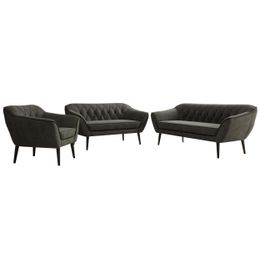 SITZGARNITUR PIRS 3+2+1 - Dunkelgrau Velvet - Schwarze Beine