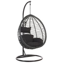 Beliani H&Auml;NGESESSEL mit Gestell PE Rattan schwarz 97 cm Tollo
