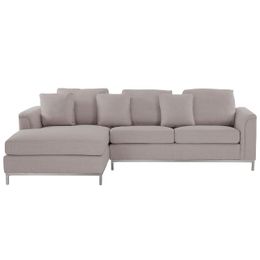 Beliani 4-SITZER-ECKSOFA Polyester Beige linksseitig Oslo