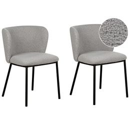 Beliani ESSZIMMERSTUHL 2er-Set Boucl&eacute; grau Mina