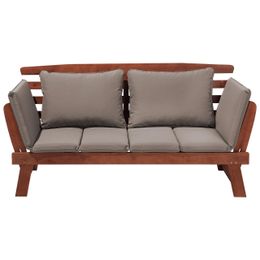 Beliani GARTENSOFA Eukalyptusholz dunkelbraun verstellbare Armlehnen 210 cm Portici