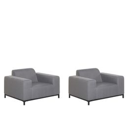 Beliani GARTENSESSEL 2er-SET grau/schwarzes Gestell Rovigo