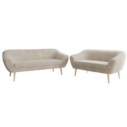 SITZGARNITUR PIRS 3+2 - Beige Cord - Holzbeine