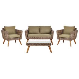Beliani 4-SITZER LOUNGE PE Rattan Olivgr&uuml;n Vittoria
