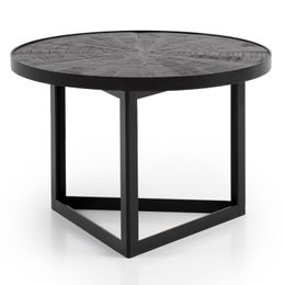 KADIMA DESIGN COUCHTISCH Schwarz Massivholz Mango Rund 58x58x40 cm Industrial Design