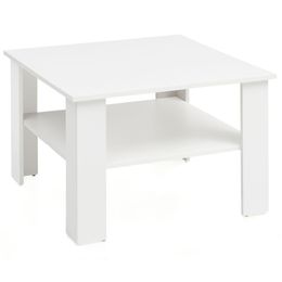 KADIMA DESIGN COUCHTISCH NIDDA aus Sonoma Eiche, kratzfest und Ablagefl&auml;che, Wei&szlig; 60x60x42 cm