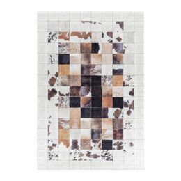 KADIMA DESIGN TEPPICH Flachgewebe Waschbar PIZOL in Wei&szlig;, im Patchwork-Stil, 120 x 170 cm