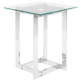 Beliani BEISTELLTISCH Glas silber quadratisch 40/40 cm Crystal