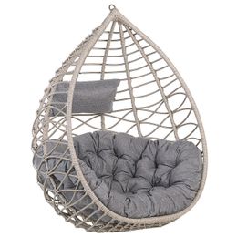 Beliani H&Auml;NGESESSEL PE Rattan taupe/grau mit Sitzkissen 97 cm Arsita