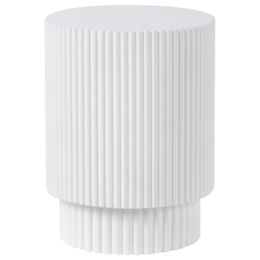 Beliani BEISTELLTISCH Beton wei&szlig; rund 35 cm Biccari