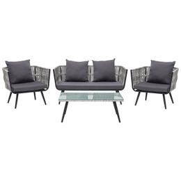 Beliani LOUNGE-SET 4-sitzer Rattan Grau Ragusa