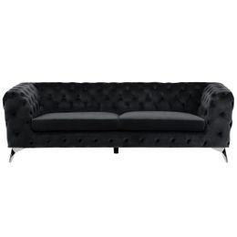 Beliani 3-SITZER-SOFA Samtstoff Schwarz Sotra