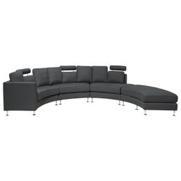 Beliani 7-SITZER-SOFA mit Ottomane Polyester Grau Rotunde
