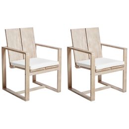 Beliani GARTENSTUHL 2er Set Heller Holzfarbton Azzanello