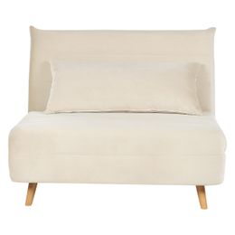 Beliani 1-SITZER-SCHLAFSOFA Samtstoff Creme Setten