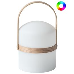 Beliani LED-TISCHLAMPE Wei&szlig;/Heller Holzfarbton Estero