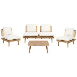 Beliani LOUNGE-SET 4-Sitzer Heller Holzfarbton Accadia