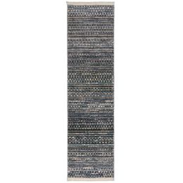 KADIMA DESIGN TEPPICH PERRAN, gestreift, Blau, 66 x 300 cm