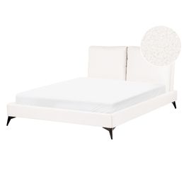 Beliani POLSTERBETT mit Lattenrost 140x200 cm Wei&szlig; Melle