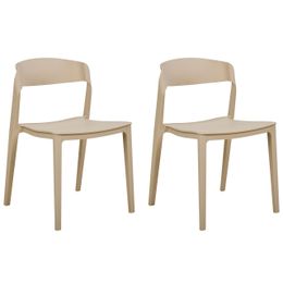 Beliani ESSZIMMERSTUHL 2er-Set Kunststoff Beige Somers