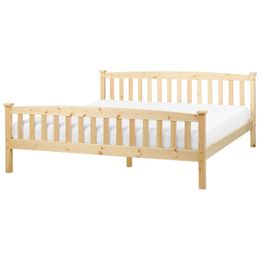 Beliani BETT mit Lattenrost 180x200 cm Heller Holzfarbton Giverny