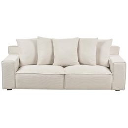 Beliani 3-SITZER-SOFA cremewei&szlig; mit Kissen Viskan