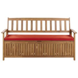 Beliani GARTENBANK 3-Sitzer Heller Holzfarbton Sovana
