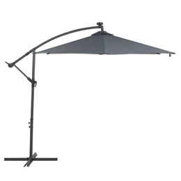 Beliani SONNENSCHIRM LED Solar Beleuchtung graphitgrau 285 cm Corval