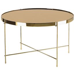 Beliani COUCHTISCH Glas gold/goldbraun 63cm Lucea