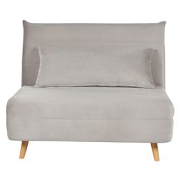 Beliani 1-SITZER-SCHLAFSOFA Samtstoff Hellgrau Setten
