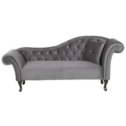 Beliani CHAISELONGUE Samtstoff grau rechtsseitig Lattes