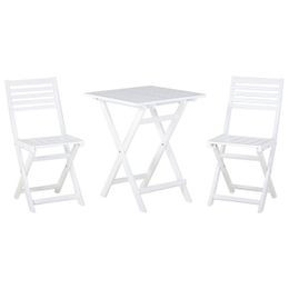 Beliani BALKONSET 2-Sitzer Akazienholz wei&szlig; Fiji